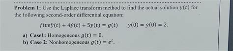 Solved Problem Use The Laplace Transform Method To Find Chegg