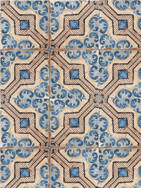 Pamplona Azul Patterned Porcelain Tiles Decorative Quorn Stone