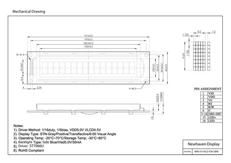 1x16 Character Lcd Stn Gray Display With Blue Side Backlight