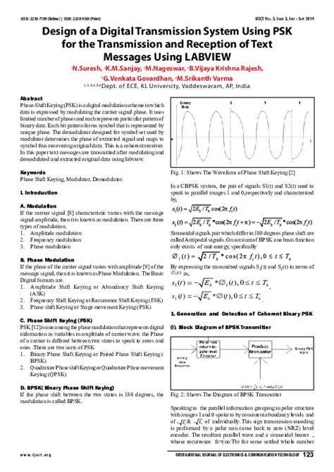 pdf design of a digital transmission system using psk for the