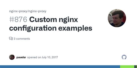Custom Nginx Configuration Examples · Issue 876 · Nginx Proxynginx