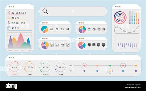 Modern Dashboard Interface With Infographic Rings Pie Charts Line