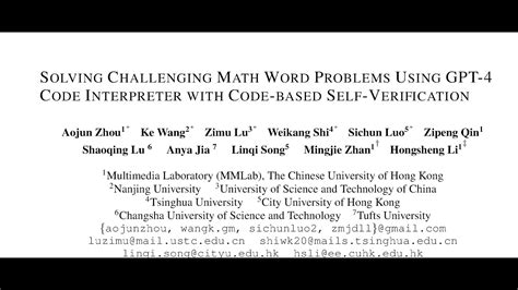 Solving Challenging Math Word Problems Using GPT-4 with Code-based Self-Verification - YouTube