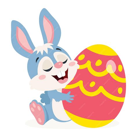 Conejo De Dibujos Animados Con Huevo De Pascua Vector Premium
