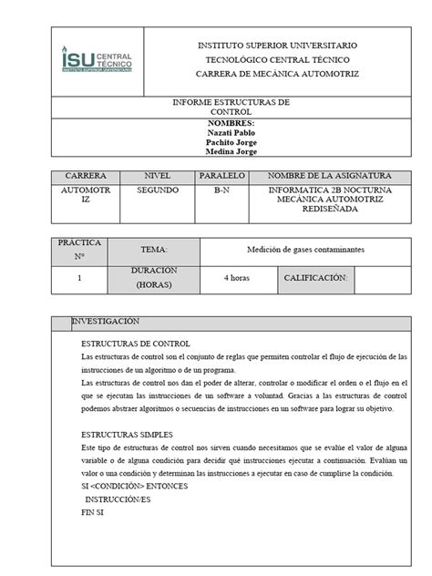 Estructuras De Control Pdf Flujo De Control Algoritmos