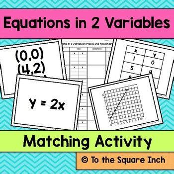 Writing Equations In Variables Matching Game Writing Equations Equations Teaching Math