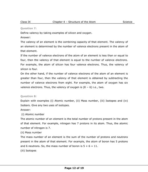 Class 9th Science Structure Of The Atom NCERT Solution CBSE 2023