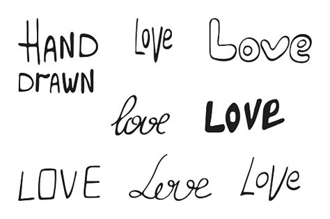 손으로 그린 글자 사랑 흰색 배경에 격리된 쓰기 스티커 라벨 배너 초대장 엽서 포장을 위한 템플릿 발렌타인 데이 기호 벡터 그림입니다 0명에 대한 스톡 벡터 아트 및 기타
