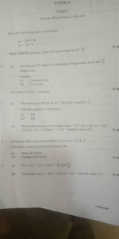 Neco 2024 General Mathematics Questions And Answers
