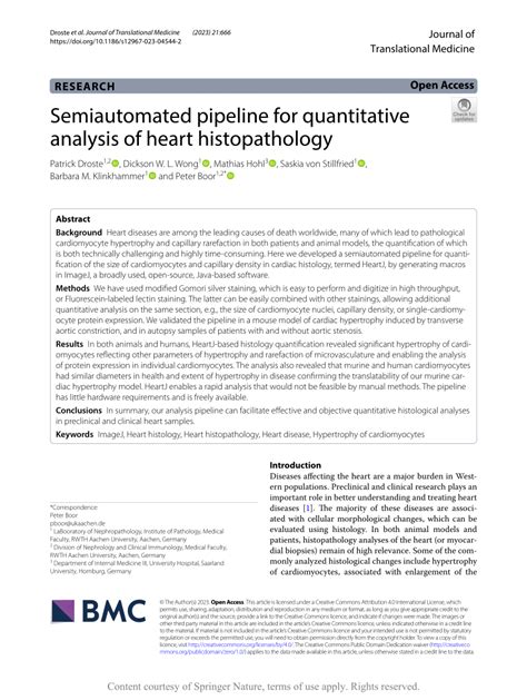 Pdf Semiautomated Pipeline For Quantitative Analysis Of Heart Histopathology
