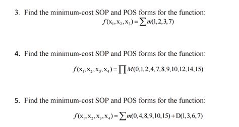 solved find the minimum cost sop and pos forms for the