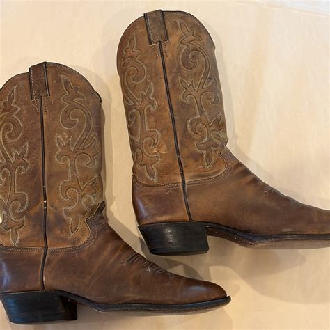Mens “justin” Cowboy Boots Thick Leather Rugged S Gem