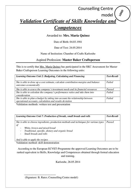 Validation Certificate Template