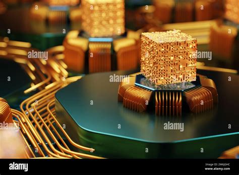 abstract technological background from blocks quantum computing qubit