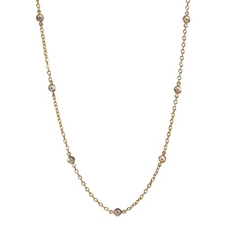 80ctw Diamond By The Yard 14 Station 14k Yellow Gold Necklace