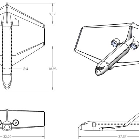 Views Of The Box Wing Configuration Version With Podded Engines Download Scientific Diagram