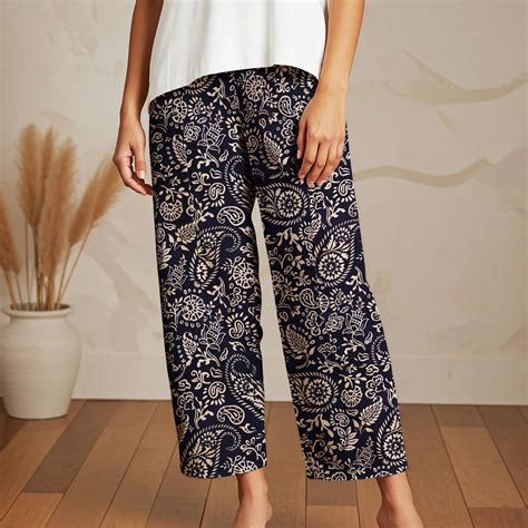 Women Casual Ankle Pants Lounge Elastic Waist With Pockets 93 Lyocell