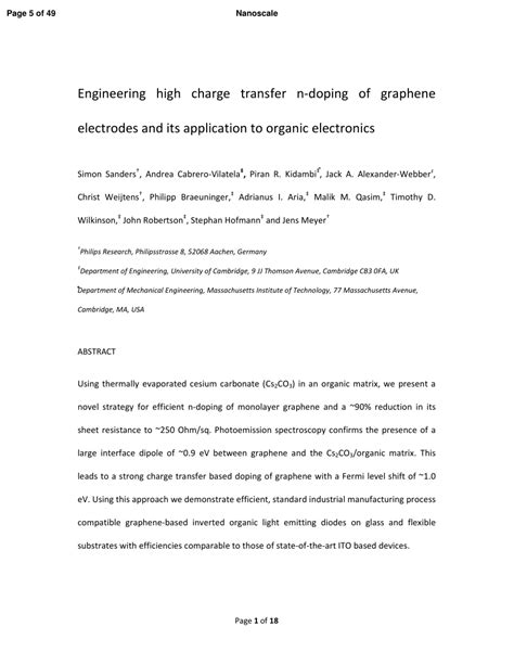 Pdf Engineering High Charge Transfer N Doping Of Graphene Electrodes
