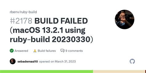 Build Failed Macos 1321 Using Ruby Build 20230330 · Rbenv Ruby Build · Discussion 2178 · Github