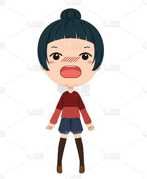 愤怒女孩的全身插画