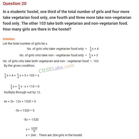 Linear Equations In One Variable Class 8 Extra Questions Maths Chapter