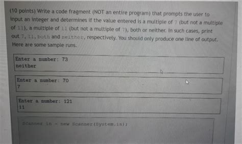 Solved 10 Points Write A Code Fragment Not An Entire