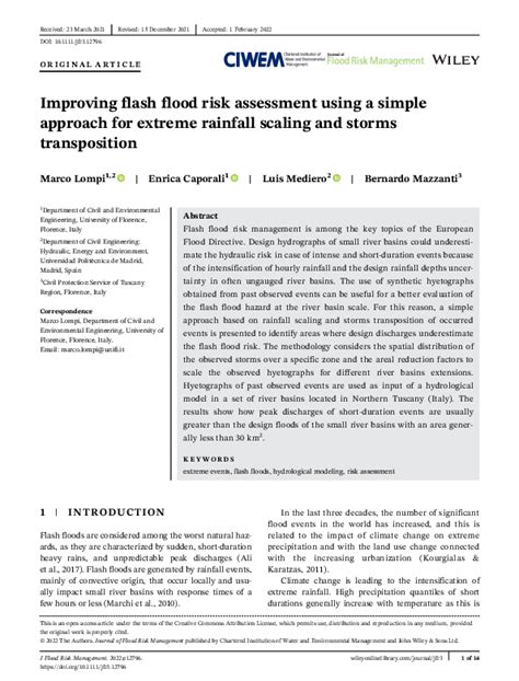 Pdf Improving Flash Flood Risk Assessment Using A Simple Approach For Extreme Rainfall Scaling