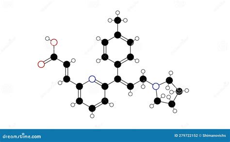 Acrivastine Molecule Structural Chemical Formula Ball And Stick Model