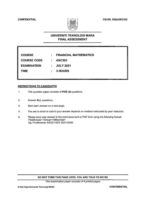 Faculty Computer Sciences AND Mathematic Session Diploma ASC Actuarial Science