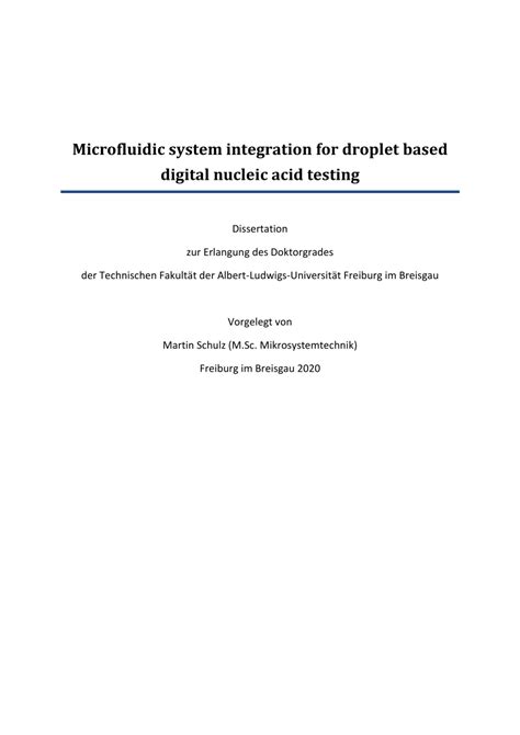 PDF Microfluidic System Integration For Droplet Based Digital Nucleic Acid Testing