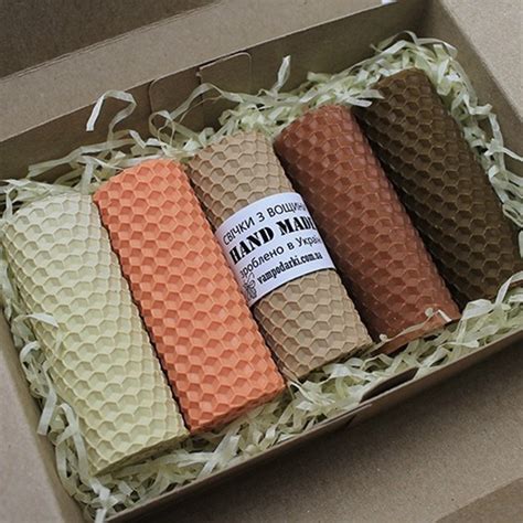 Подарунковий набір крафтові свічки з вощини №6 1 подарунок на день народження для мами