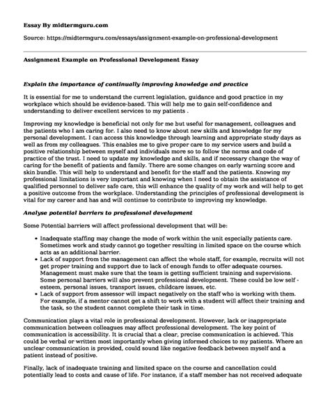 📚 Assignment Example On Professional Development Free Essay Term Paper Example Free Term