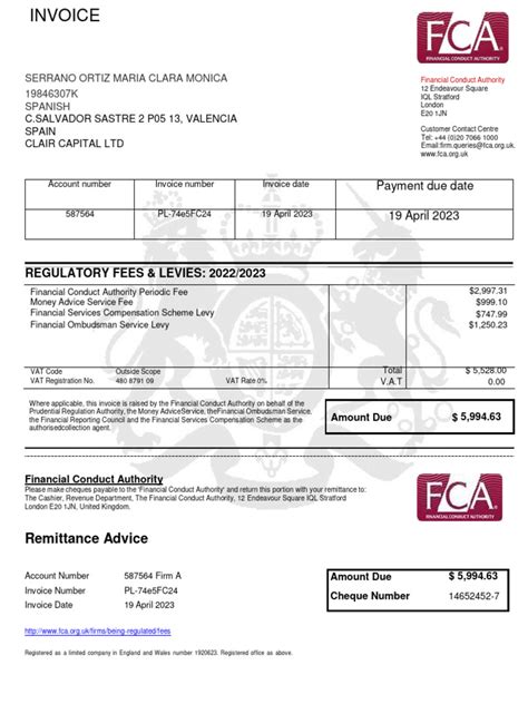 Sample Invoice Fca Serrano Clara Download Free Pdf Invoice Value