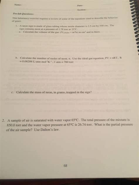 solved name date pre lab questions this laboratory exercise