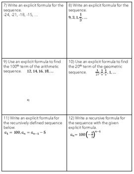 Writing The Explicit Formula For An Arithmetic Or Geometric Sequence
