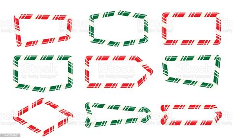 빨간색과 녹색 줄무늬가 있는 크리스마스 사탕 지팡이 프레임 줄무늬 사탕 롤리팝 패턴과 크리스마스 테두리 빈 크리스마스