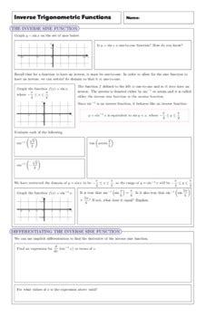 AP Calculus Inverse Trigonometric Functions Complete Lesson By Grab A Pencil