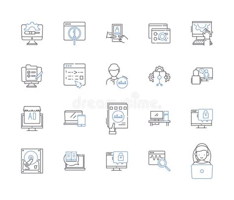 Digital Analytics Outline Icons Collection Digital Analytics Data