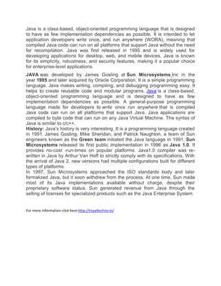 java.docx | Programming Languages | Computing