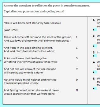 Analyze And Annotate There Will Come Soft Rains By Sarah Teasdale