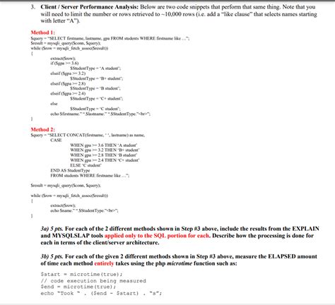 Client Server Performance Analysis Below Are Chegg