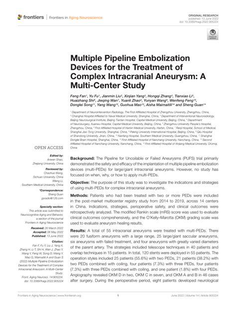Pdf Multiple Pipeline Embolization Devices For The Treatment Of Complex Intracranial Aneurysm