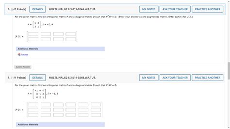 Solved Points HOLTLINALG A WA TUT For The Chegg Com