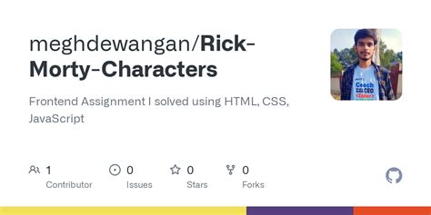 Github Meghdewangan Rick Morty Characters Frontend Assignment I Solved Using Html Css