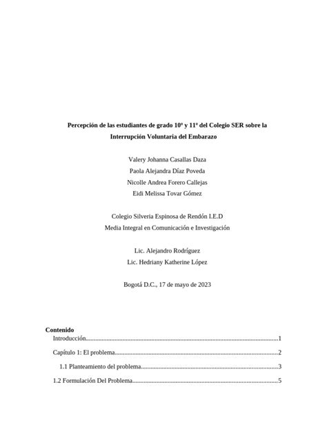 Pi Percepción Del Aborto Cdft 1103 Pdf Aborto Violación