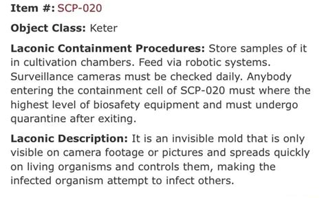 Item Scp 020 Object Class Keter Laconic Containment Procedures Store