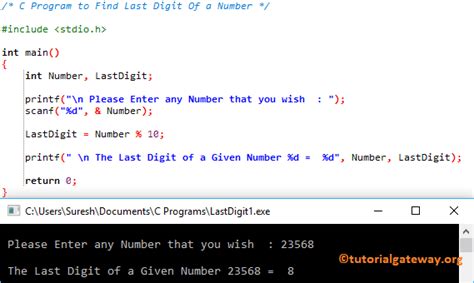 C Program To Find Last Digit Of A Number