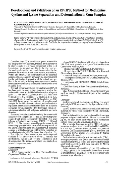 Pdf Development And Validation Of An Rp Hplc Method For Methionine Cystine And Lysine