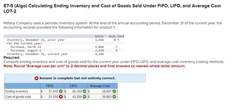Solved E7 5 Algo Calculating Ending Inventory And Cost Of Chegg Com