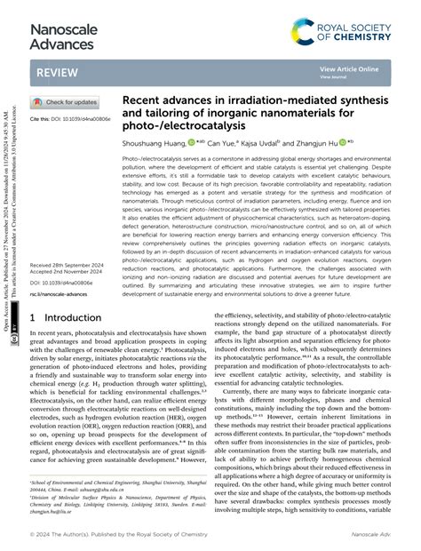 Pdf Recent Advances In Irradiation Mediated Synthesis And Tailoring